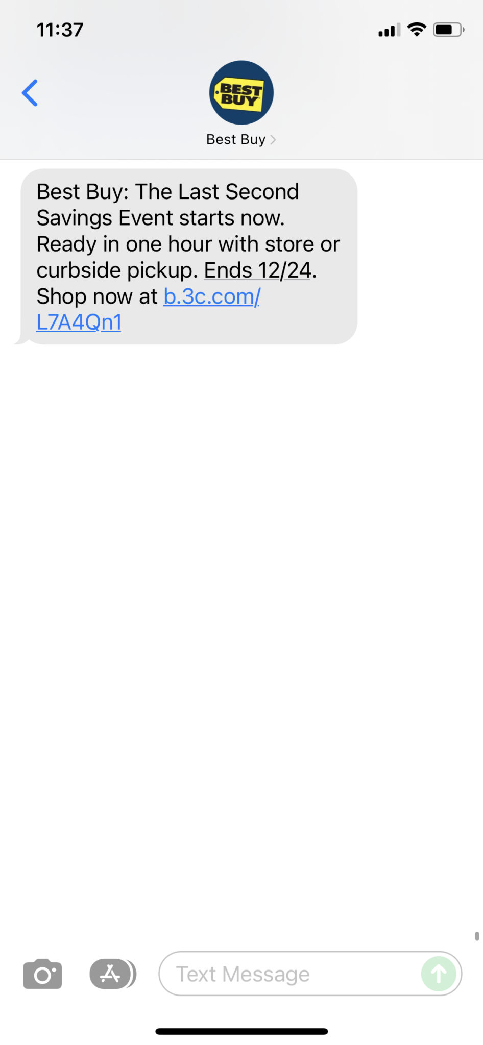 Best Buy Text Message Marketing Example – 12.20.2021 | SMS Archives