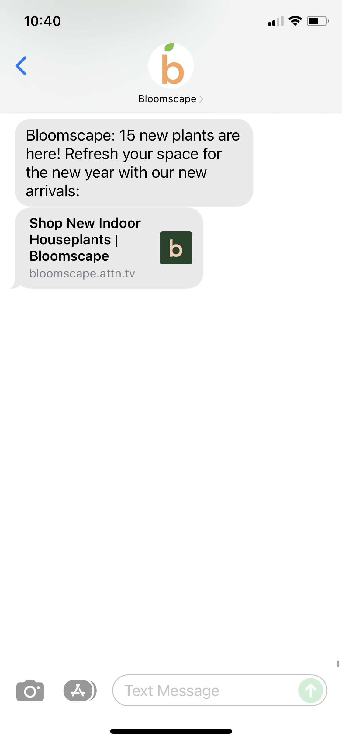 Bloomscape Text Marketing Examples | SMS Archives