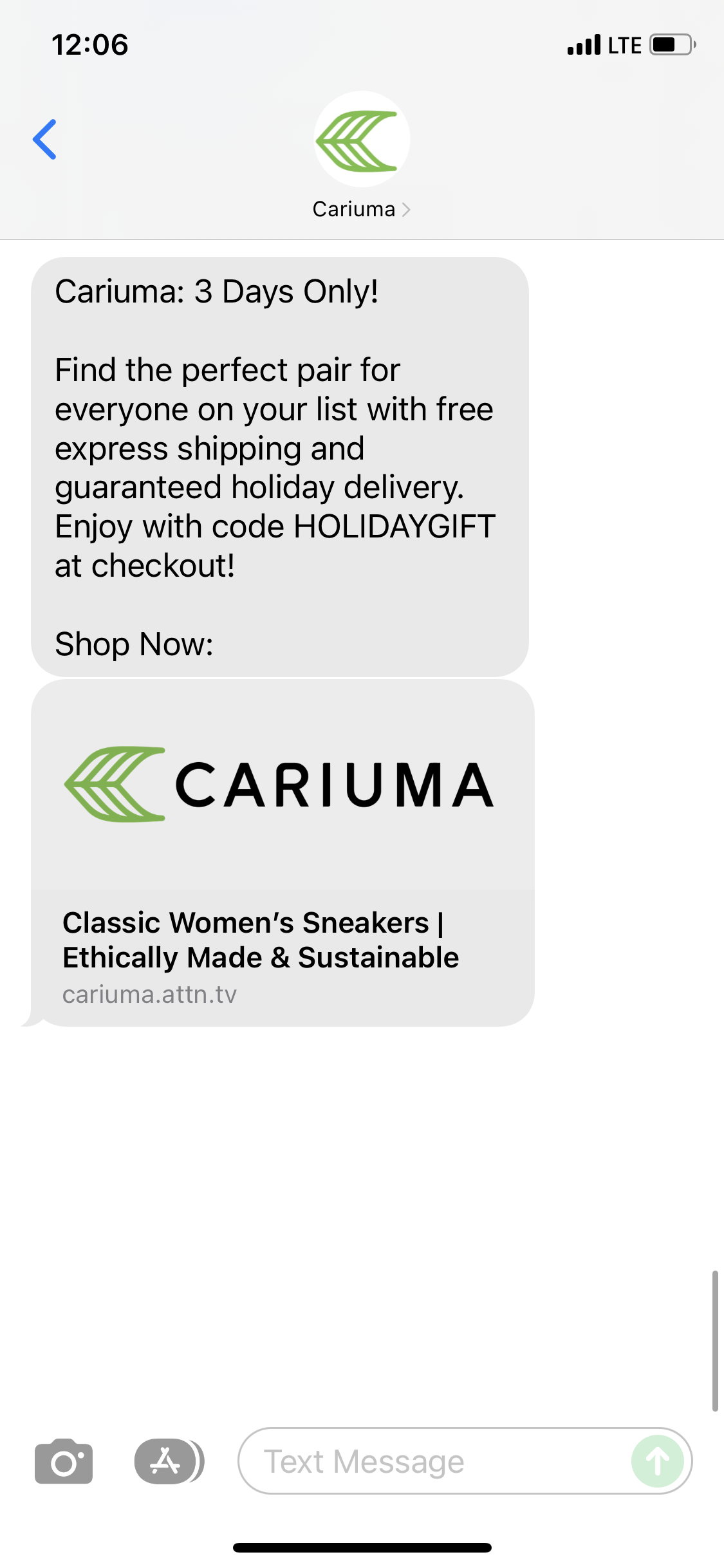 Cariuma Text Marketing Examples | SMS Archives