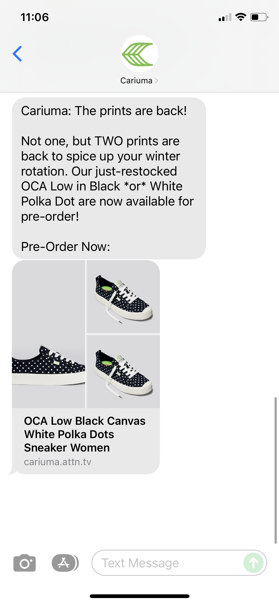 Cariuma Text Marketing Examples | SMS Archives