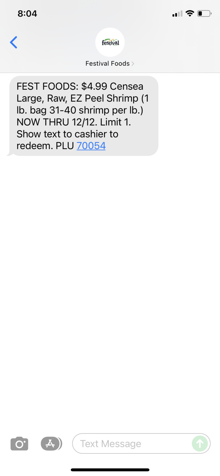 Festival Foods Text Message Marketing Example – 12.09.2021 | SMS Archives