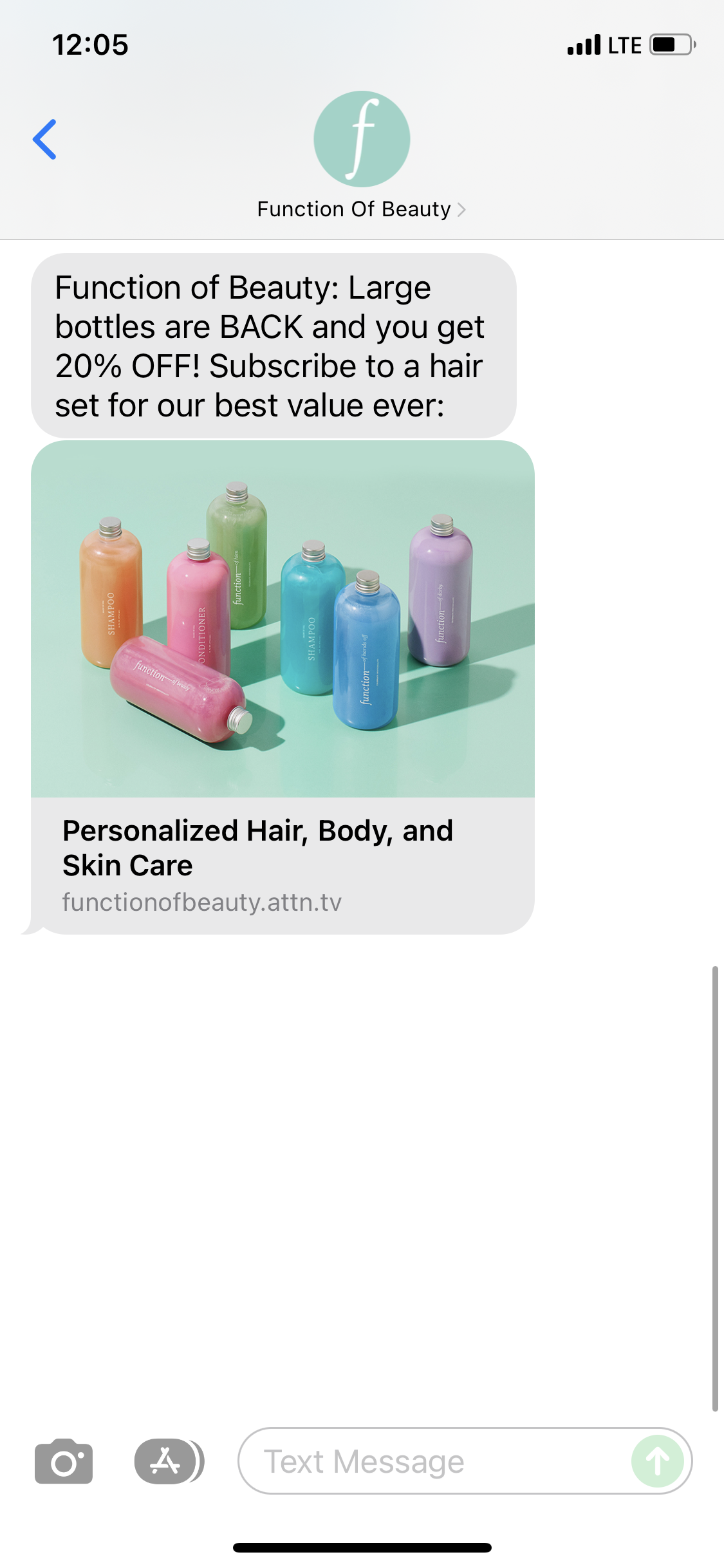 Function of Beauty Text Message Marketing Example – 12.17.2021 | SMS ...