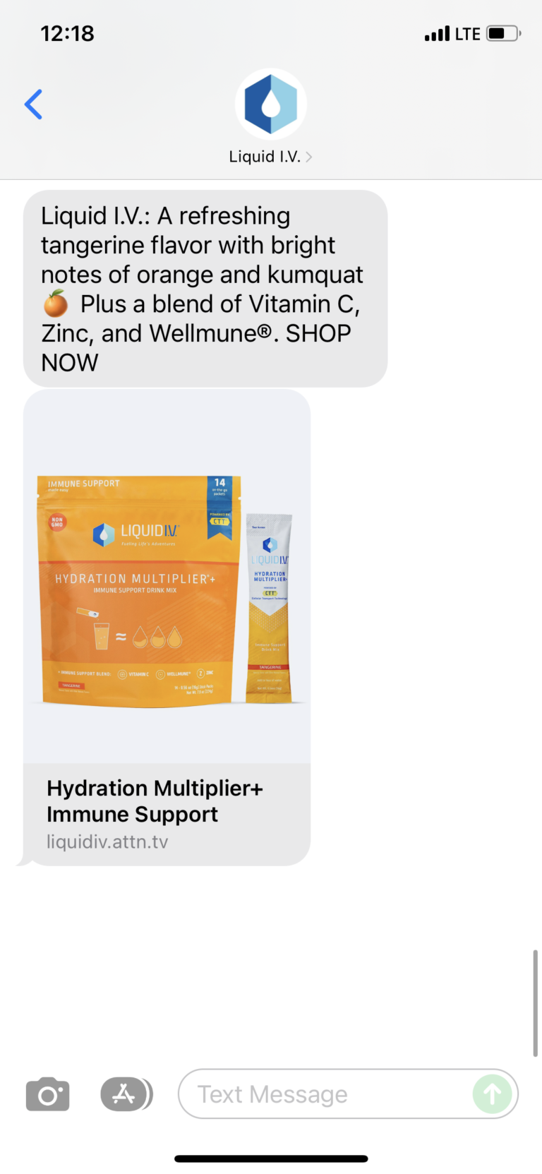 Liquid IV Text Message Marketing Example – 12.16.2021 | SMS Archives