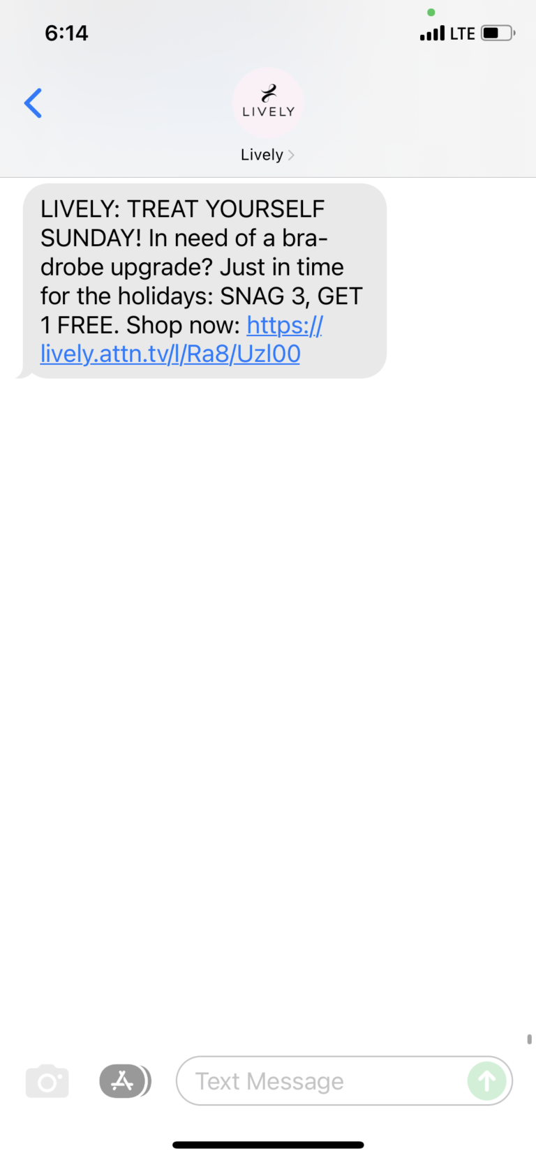 Lively Text Message Marketing Example – 12.05.2021 | SMS Archives