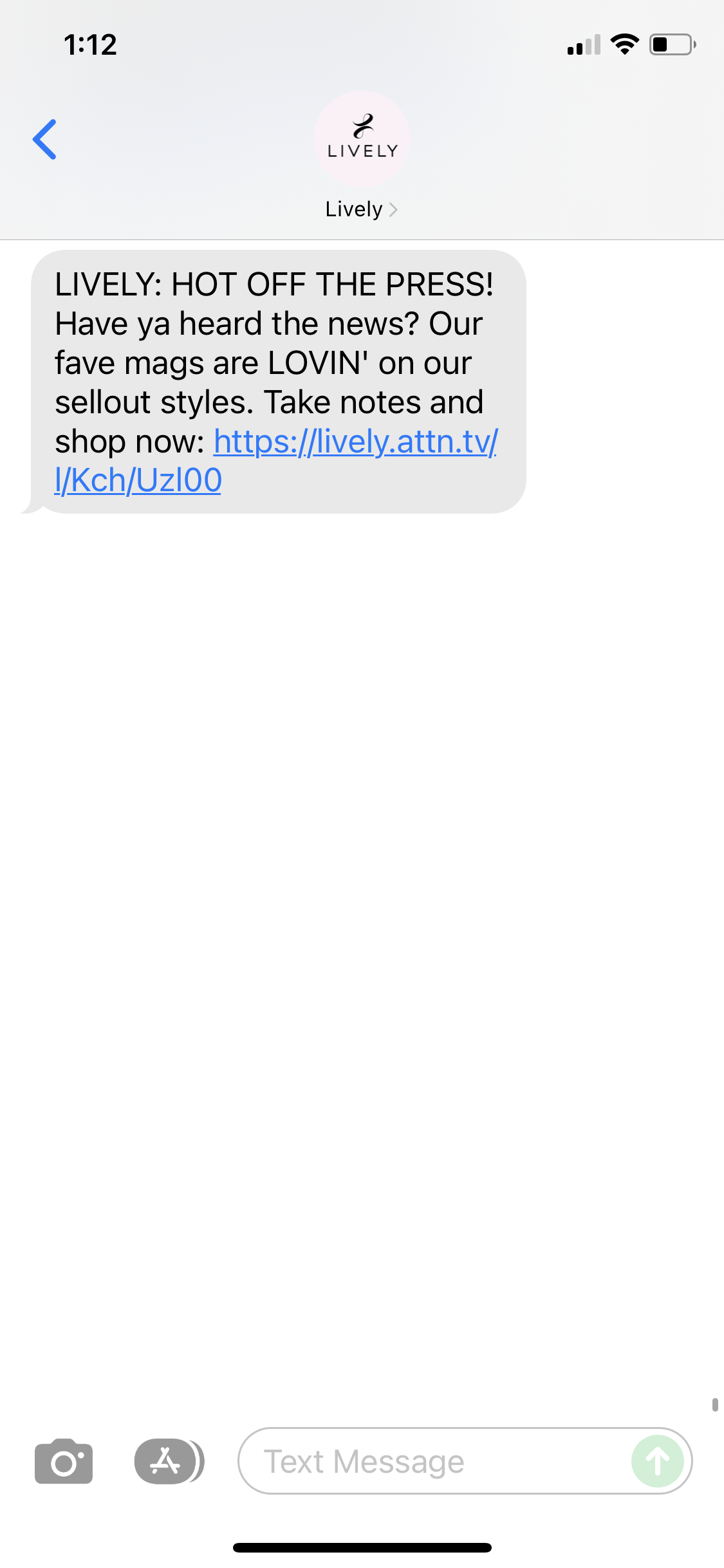 Lively Text Message Marketing Example – 12.14.2021 | SMS Archives
