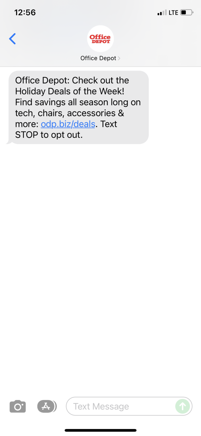 Office Depot Text Message Marketing Example – 12.09.2021 | SMS Archives