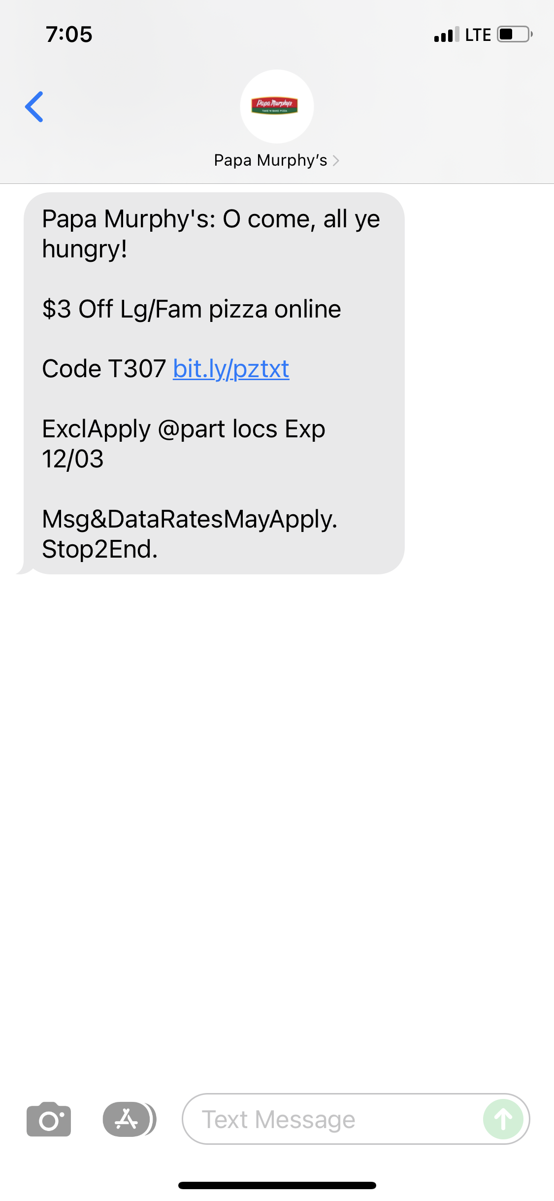 Papa Murphy’s Text Message Marketing Example – 12.02.2021 | SMS Archives
