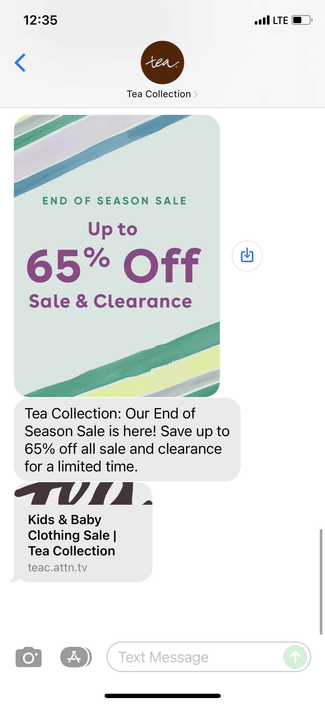 Tea Collection Text Message Marketing Example – 12.15.2021 | SMS Archives