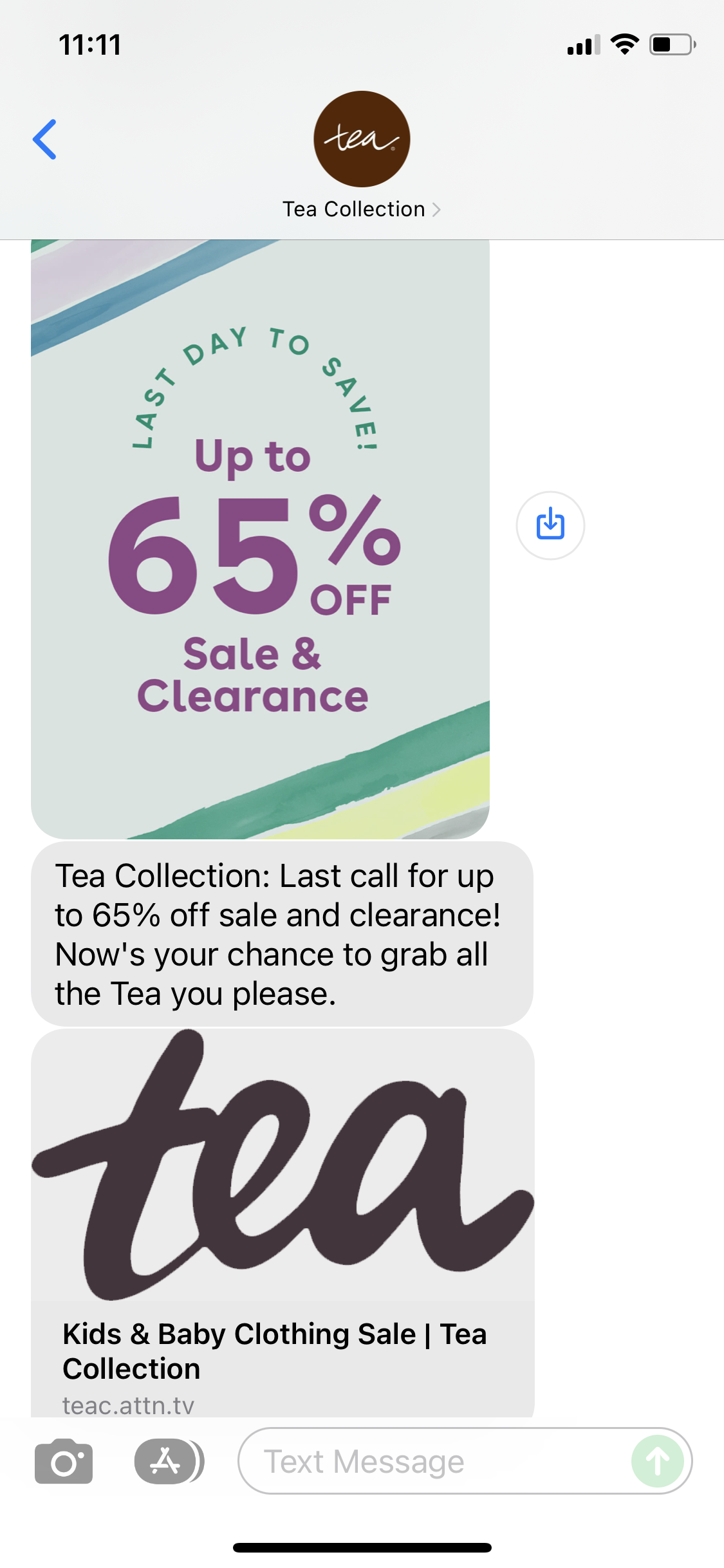 Tea Collection Text Message Marketing Example – 12.23.2021 | SMS Archives