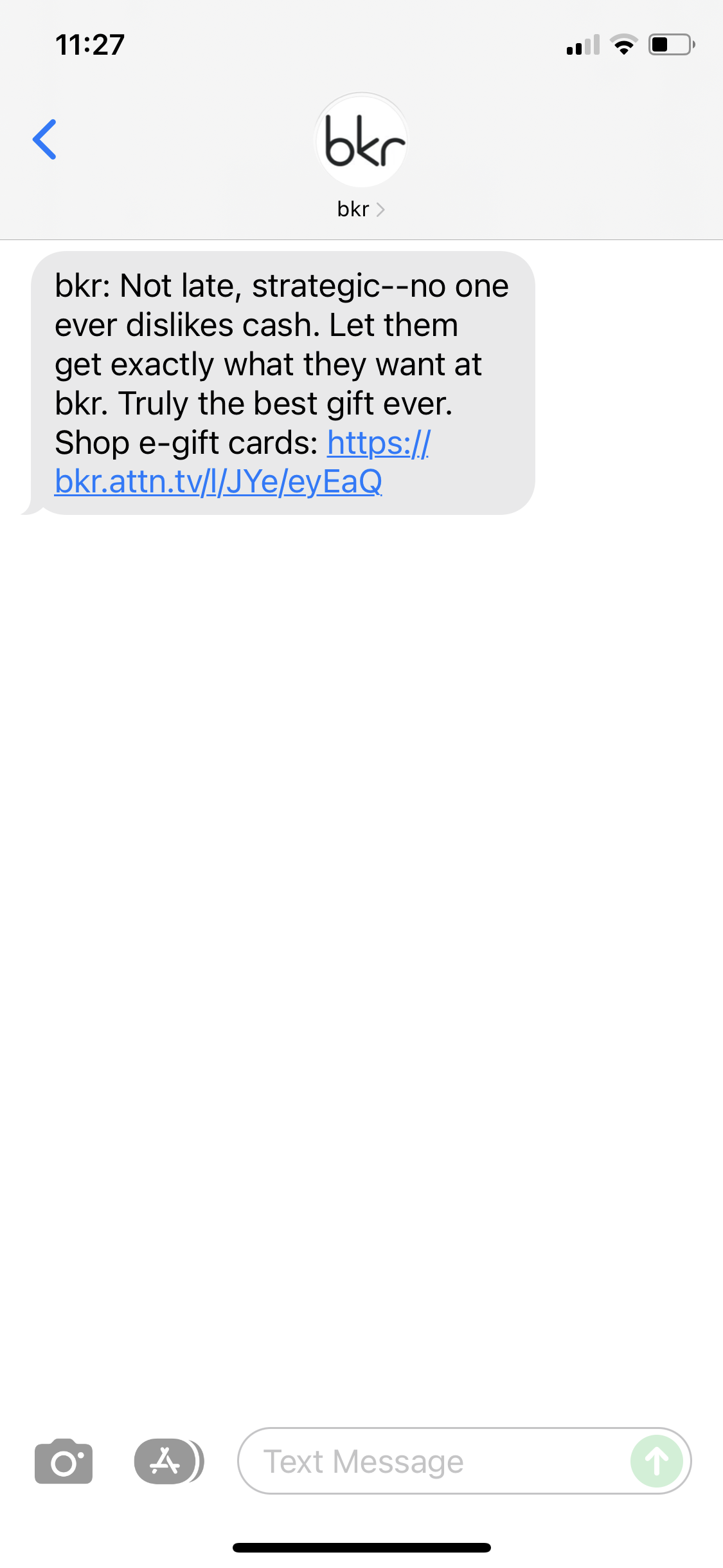 bkr Text Message Marketing Example – 12.01.2021 | SMS Archives